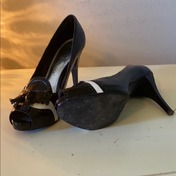 White House Black Market | Shoes | Black And White Spectator Heels ...